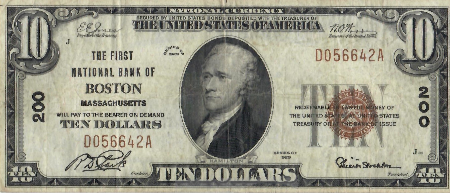 10 Dollar National Currency - Boston Massachusetts - Coin And Note